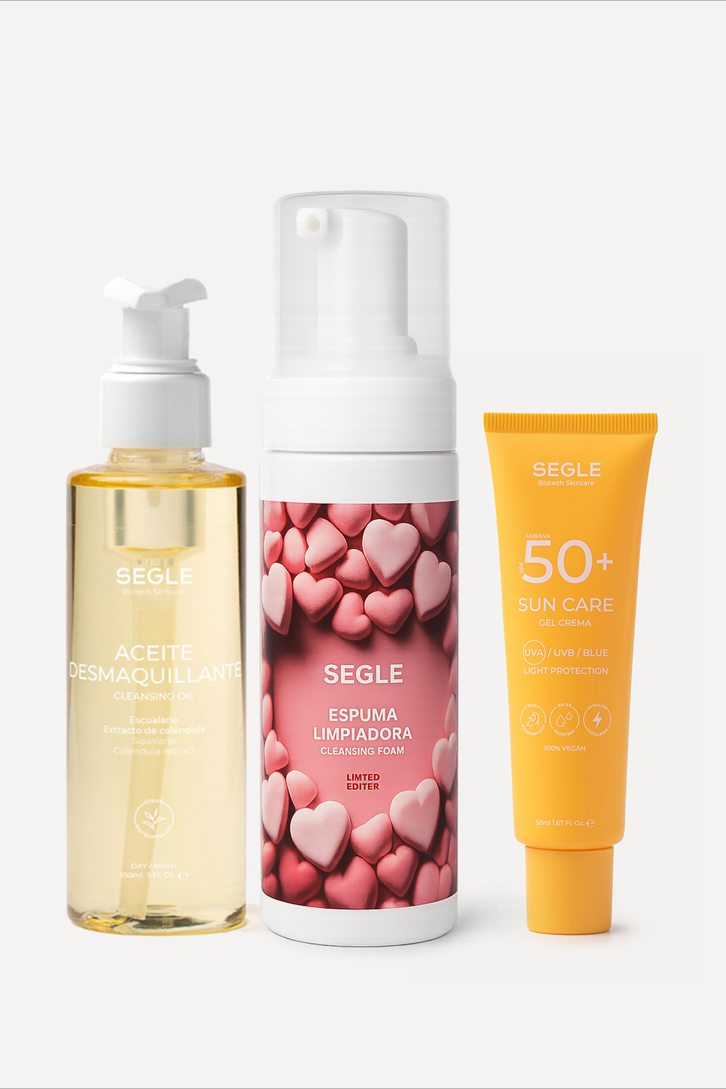 Combo de Pack Doble Limpieza con Aceite Desmaquillante y Espuma + Solar ...