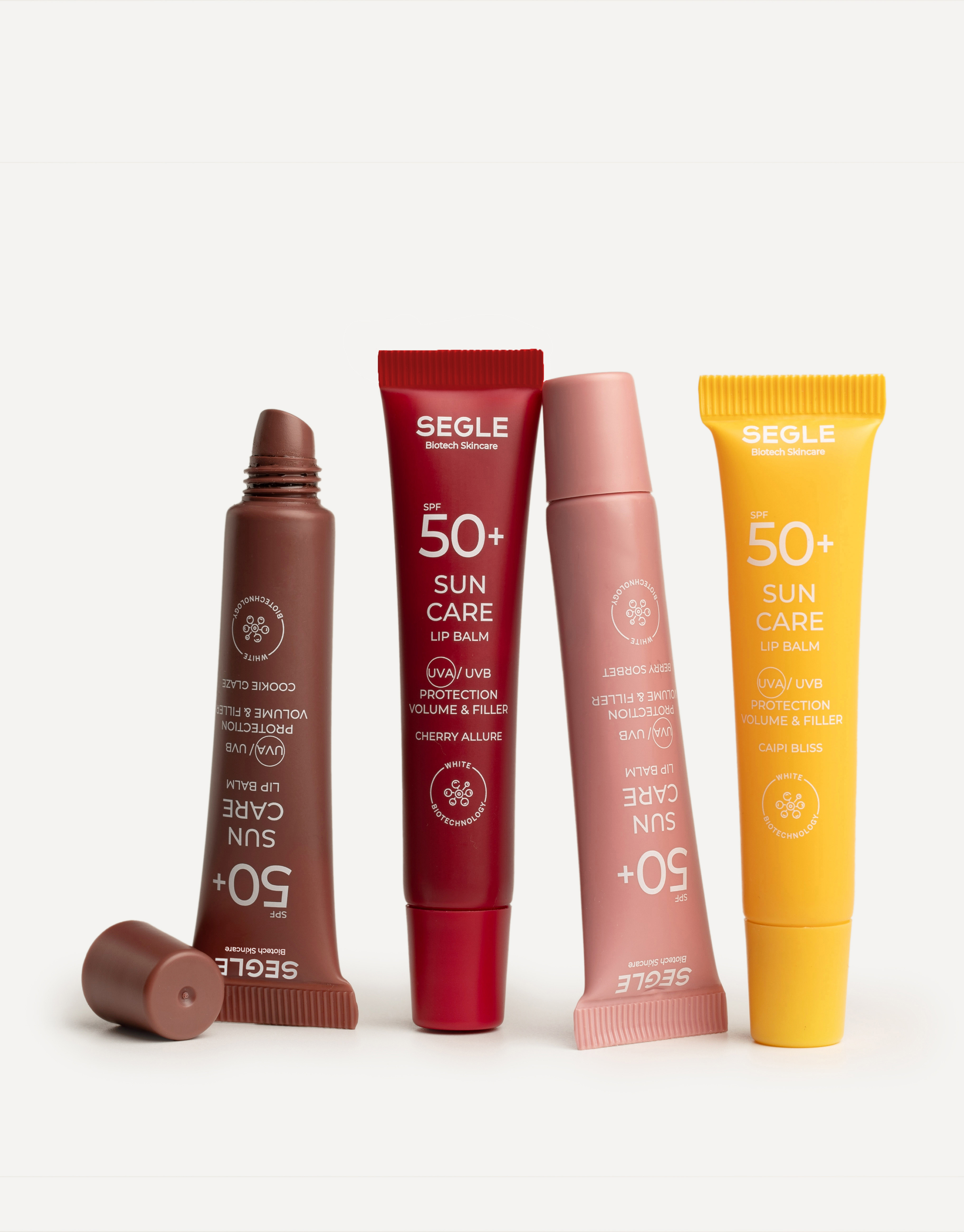Pack de 4 labiales con péptidos, SPF50+ y color – SEGLE Biotech Skincare